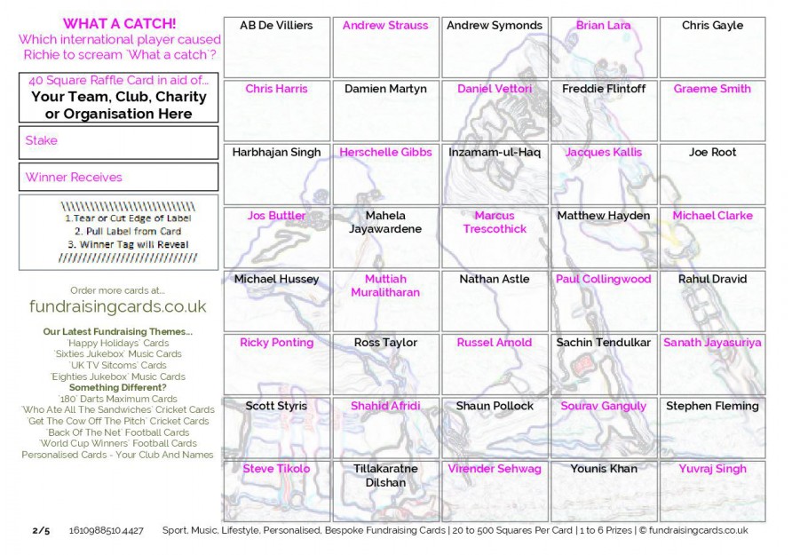 `What a Catch` Cricket Fundraising Scratch Cards / Raffle Ticket / Draw ...