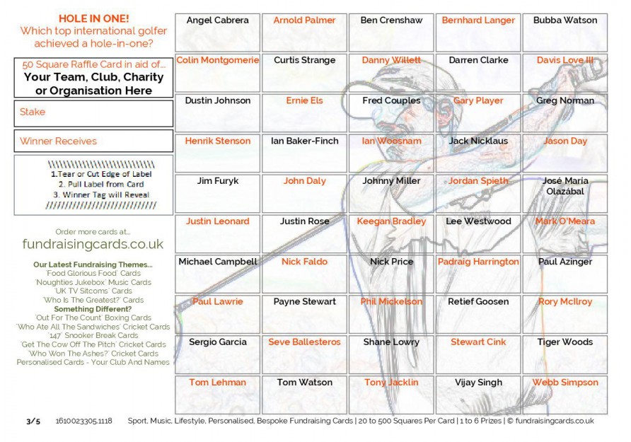 `Assorted Sports` Fundraising Scratch Cards / Raffle Ticket / Draw Cards