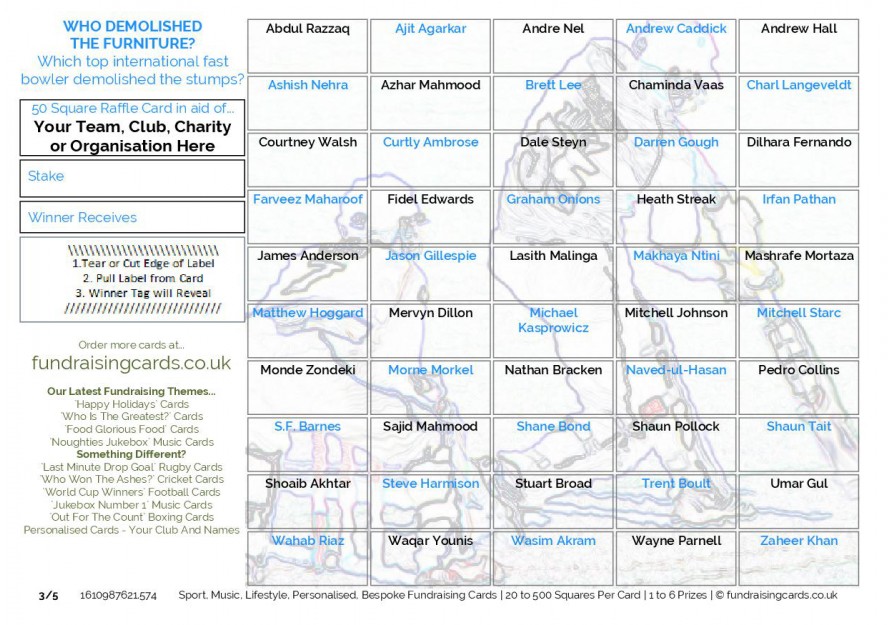 `Demolished The Stumps` Cricket Fundraising Scratch Cards / Raffle ...