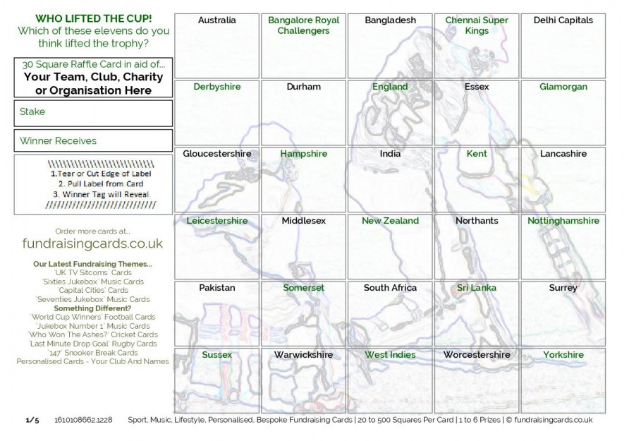 `Assorted Theme` Cricket Fundraising Scratch Cards / Raffle Ticket ...