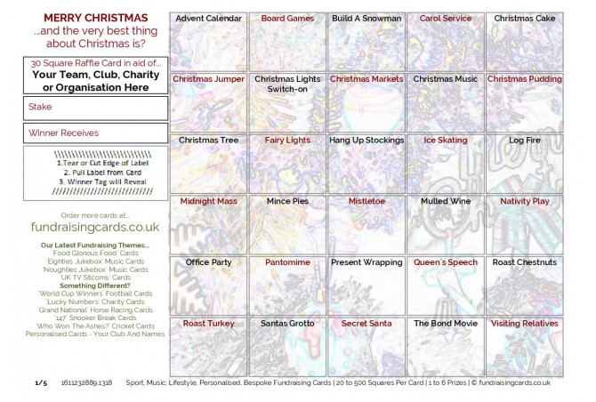 `Christmas` Charity Fundraising Scratch Cards / Raffle Ticket / Draw Cards