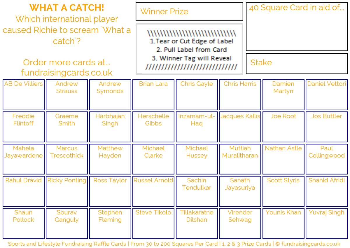 Cricket Fundraising Card / Raffle Ticket / Scratchcard Value Pack
