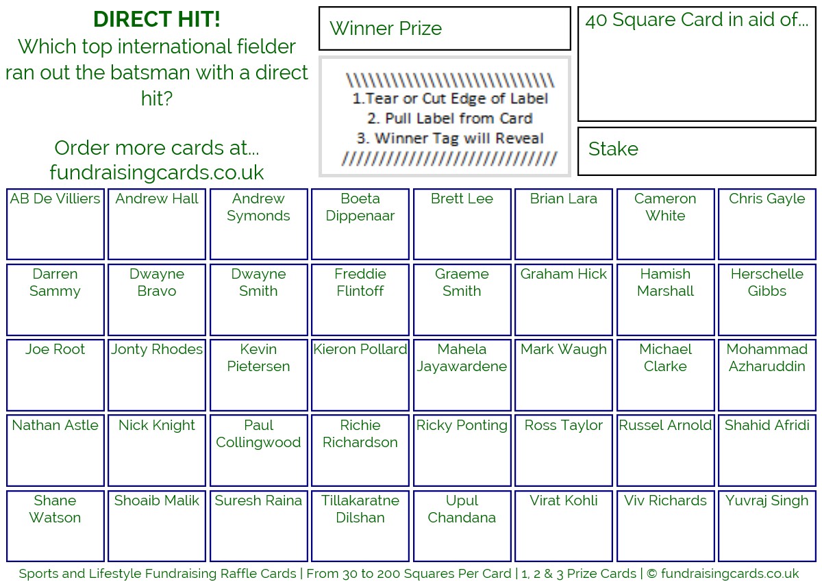 Cricket Fundraising Card / Raffle Ticket / Scratchcard Value Pack