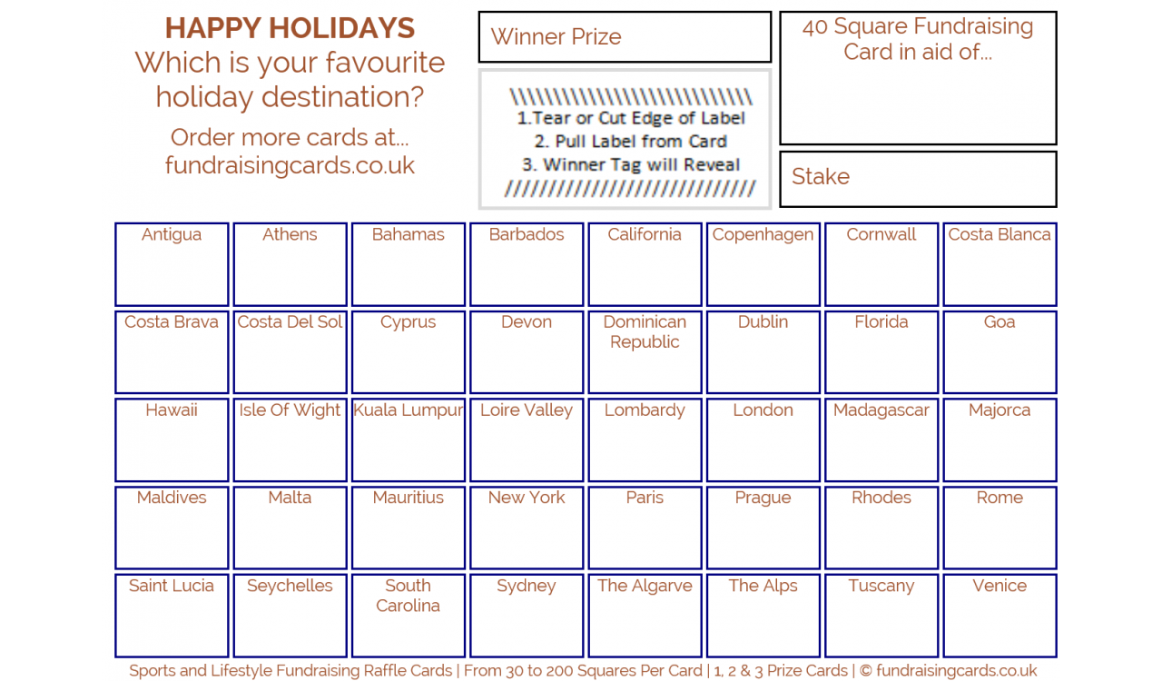 `Mixed Theme` Charity Fundraising Card / Raffle Ticket / Scratchcard ...