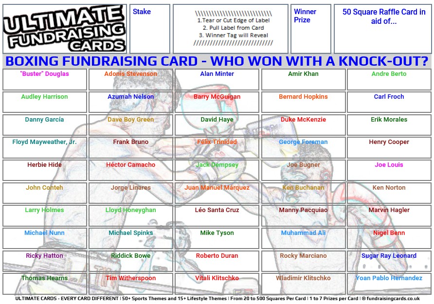 Ultimate A5 `Knock-Out` Boxing Fundraising Raffle / Draw / Scratch Cards